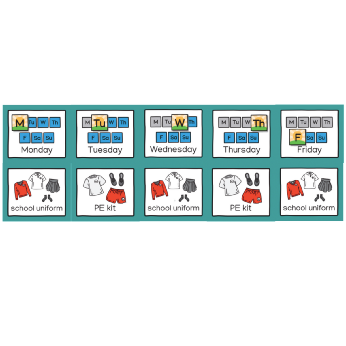 Uniform / PE kit chart - PDF version. – Create Visual Aids Ltd